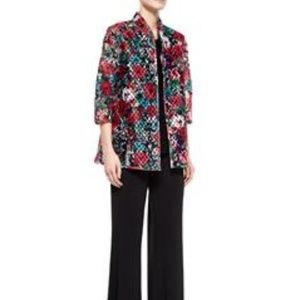 Caroline Rose | Jackets & Coats | Multicolorblack Embroidered Organza ...